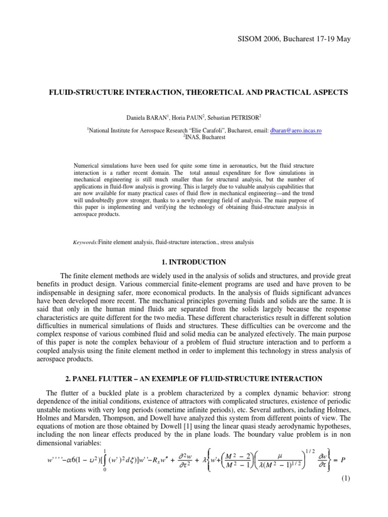 Fluid-Structure Interaction, Theoretical and Practical Aspects | PDF ...