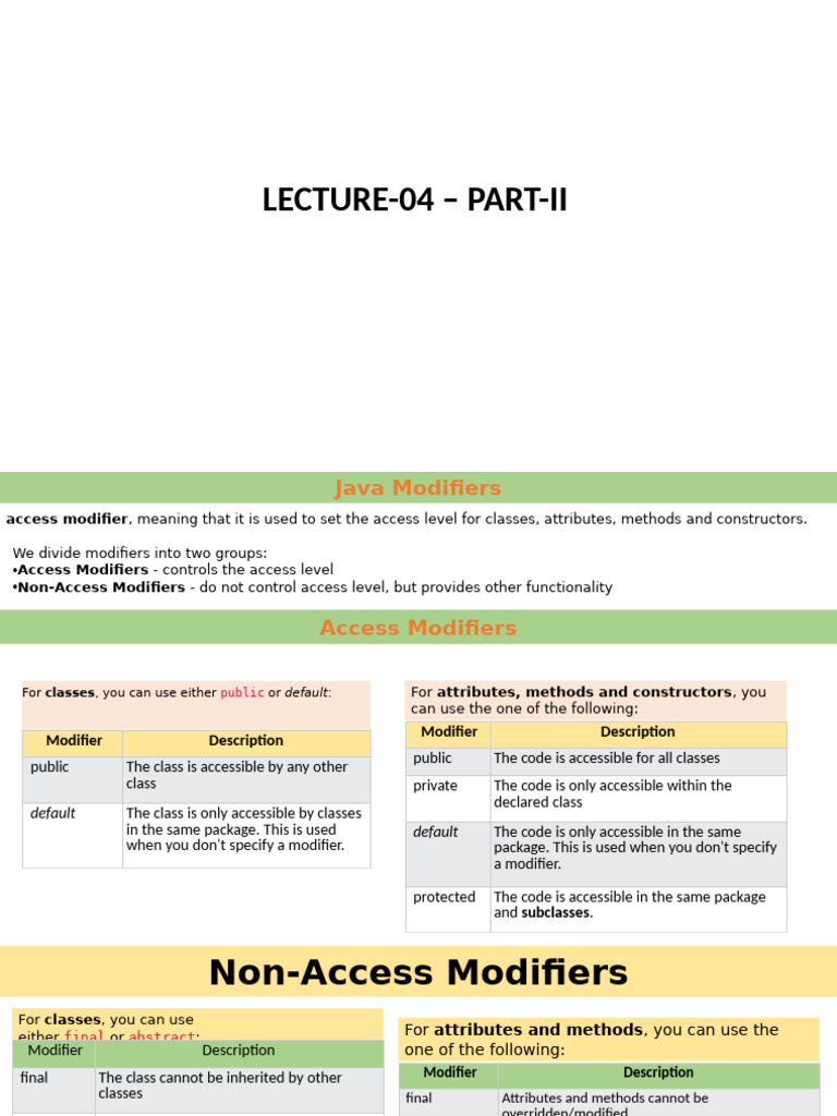 Lecture 04 Part Ii Java Pdf Class Computer Programming Method Computer Programming 6174
