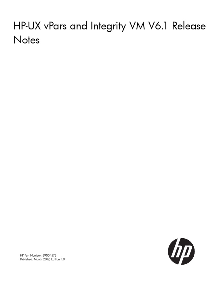 HP-UX vPars & Integrity VM V6.1 Release | PDF | Virtual Machine | Booting