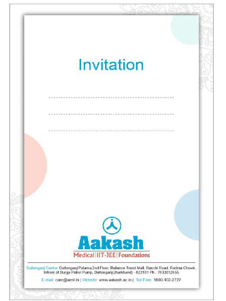 Invitation Card_Aakash Institute | PDF