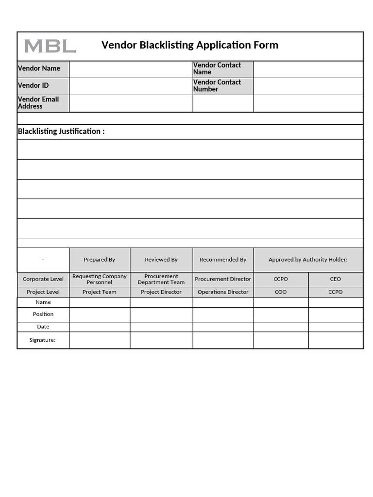 2 - Blacklisting Application Form | PDF
