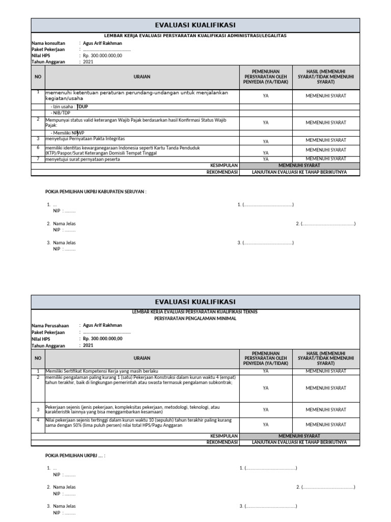Form 13b Kertas Kerja JKK Perlem LKPP 12 Perorangan | PDF