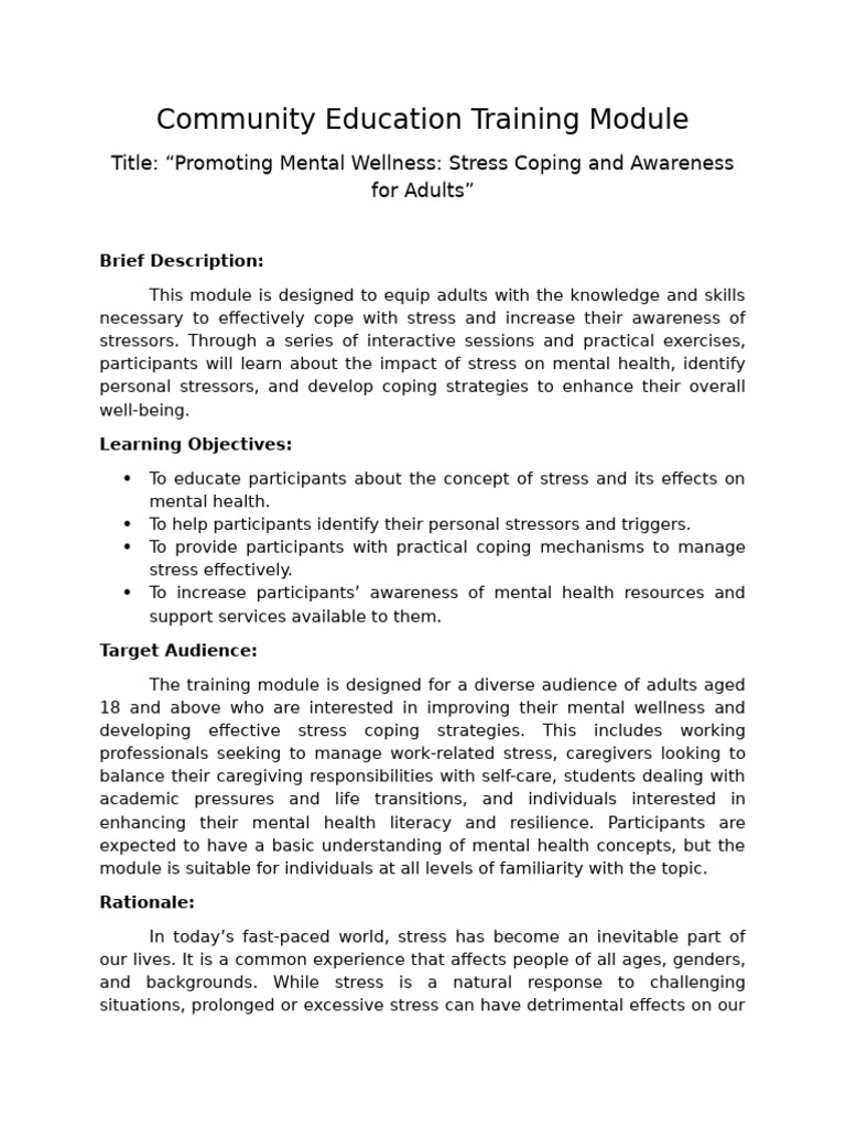 Stress Management Training for Adults | PDF | Mental Health | Stress ...