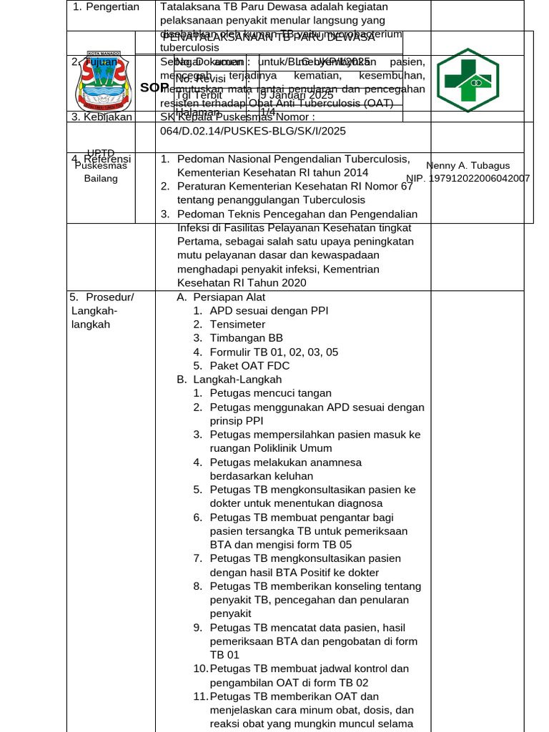 Sop Tatalaksana Kasus TBC | PDF