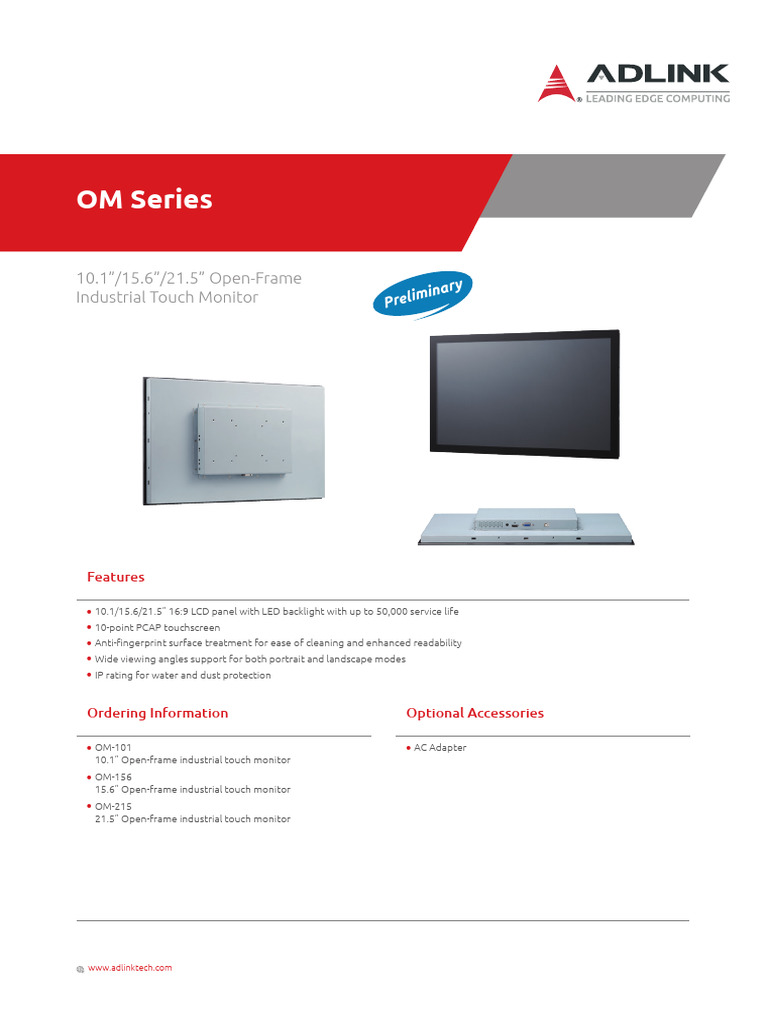 ADLINK - Touch Monitor OM Series | PDF | Computer Monitor | Electronic Engineering