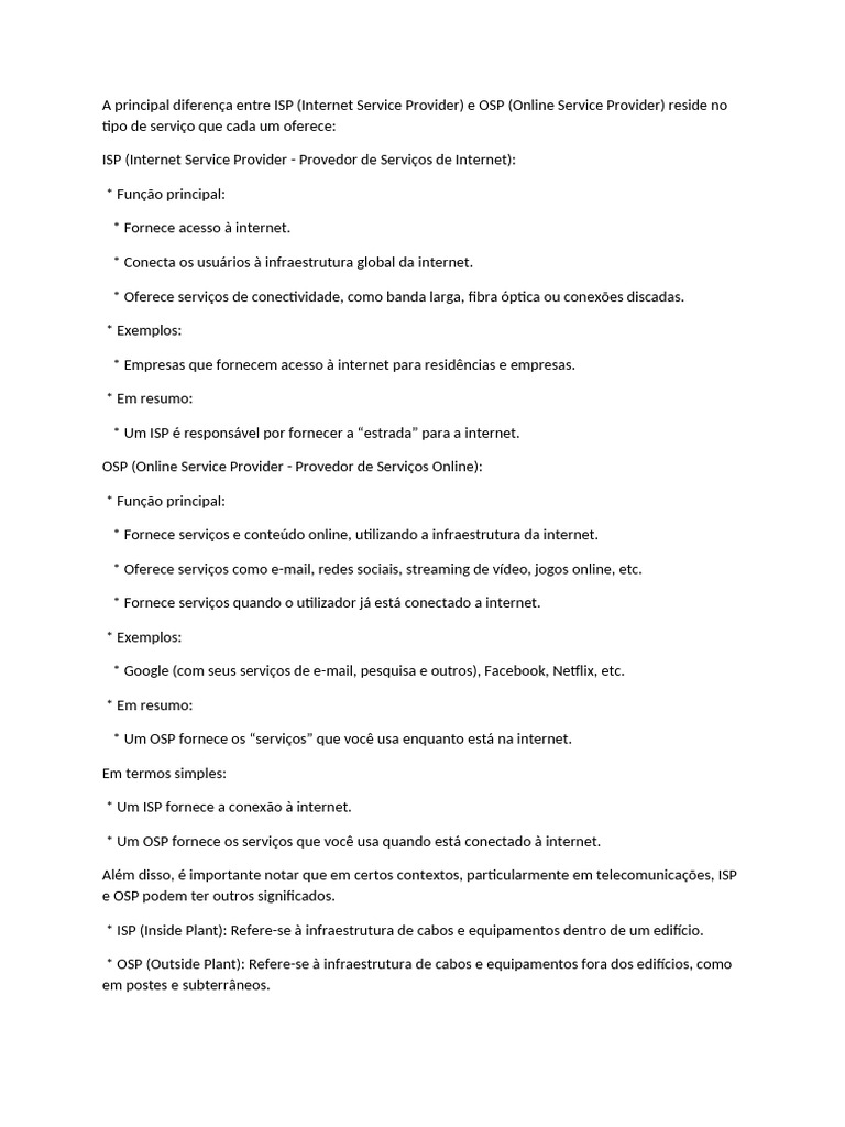 Diferença Entre ISP | PDF