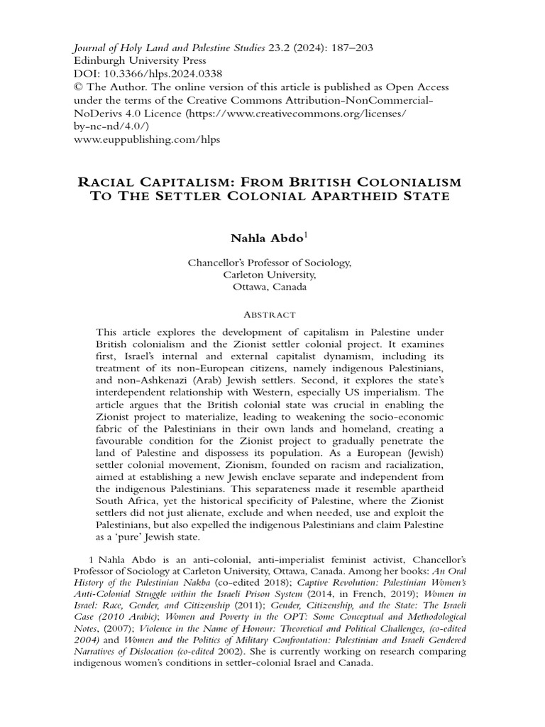 Racial Capitalism From British Colonialism To The Settler Colonial ...