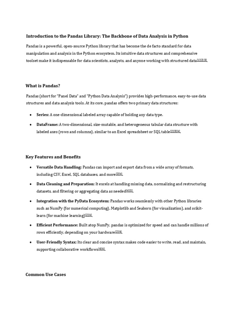 Introduction To The Pandas Library - The Backbone o | PDF | Data ...