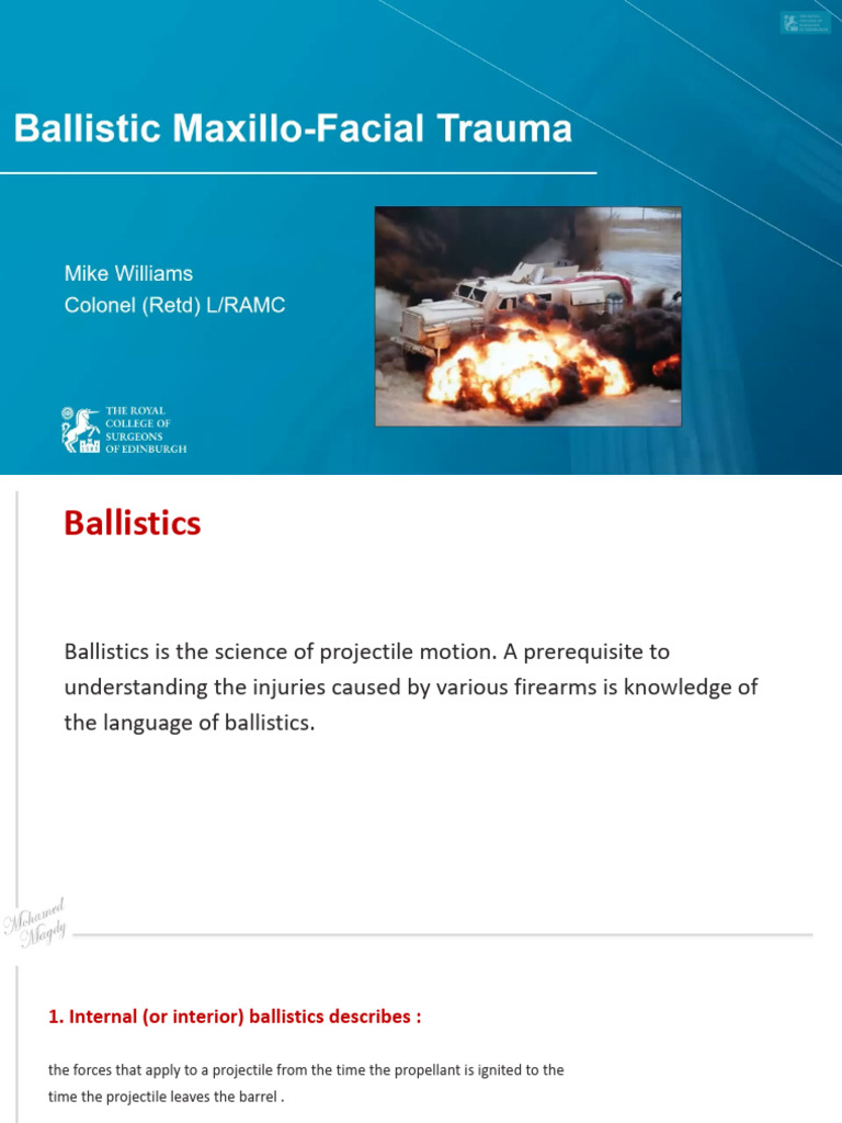 Bullistic Trauma, Panfacial Fracture, Nasal Fracture, ZMC and Le Fort | PDF | Ballistics | Bullet