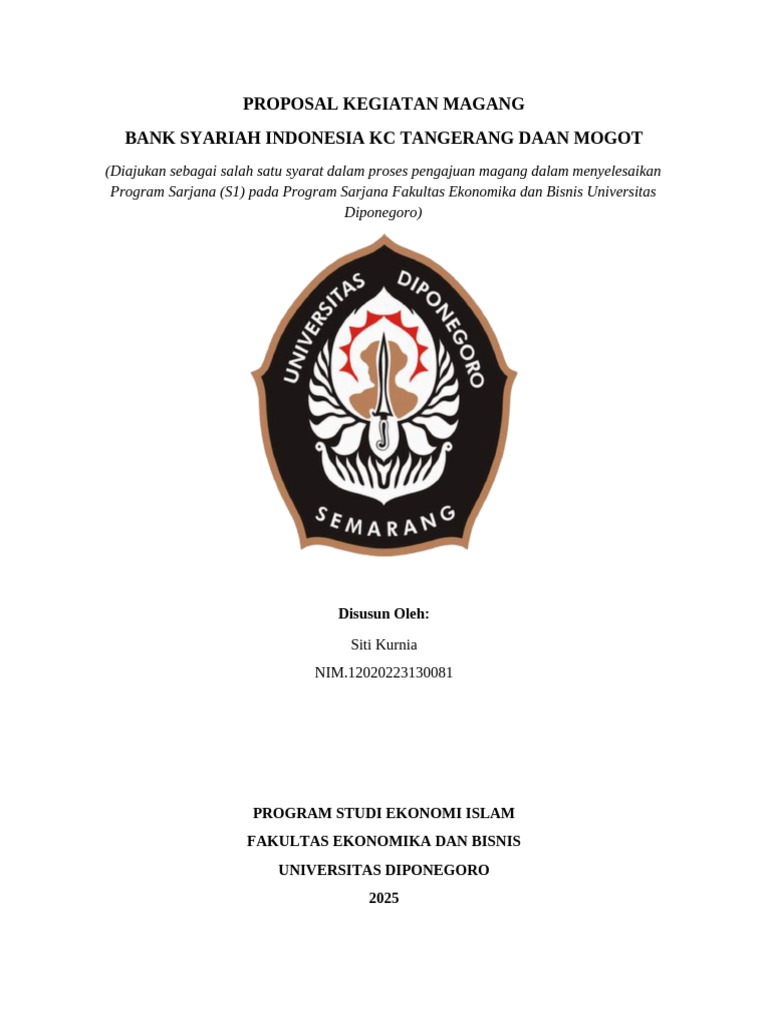 Proposal Magang BSI Tangerang | PDF