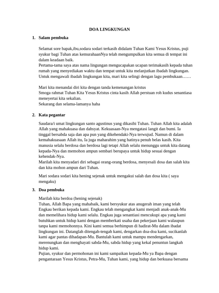Doa Ibadat Lingkungan Katolik | PDF
