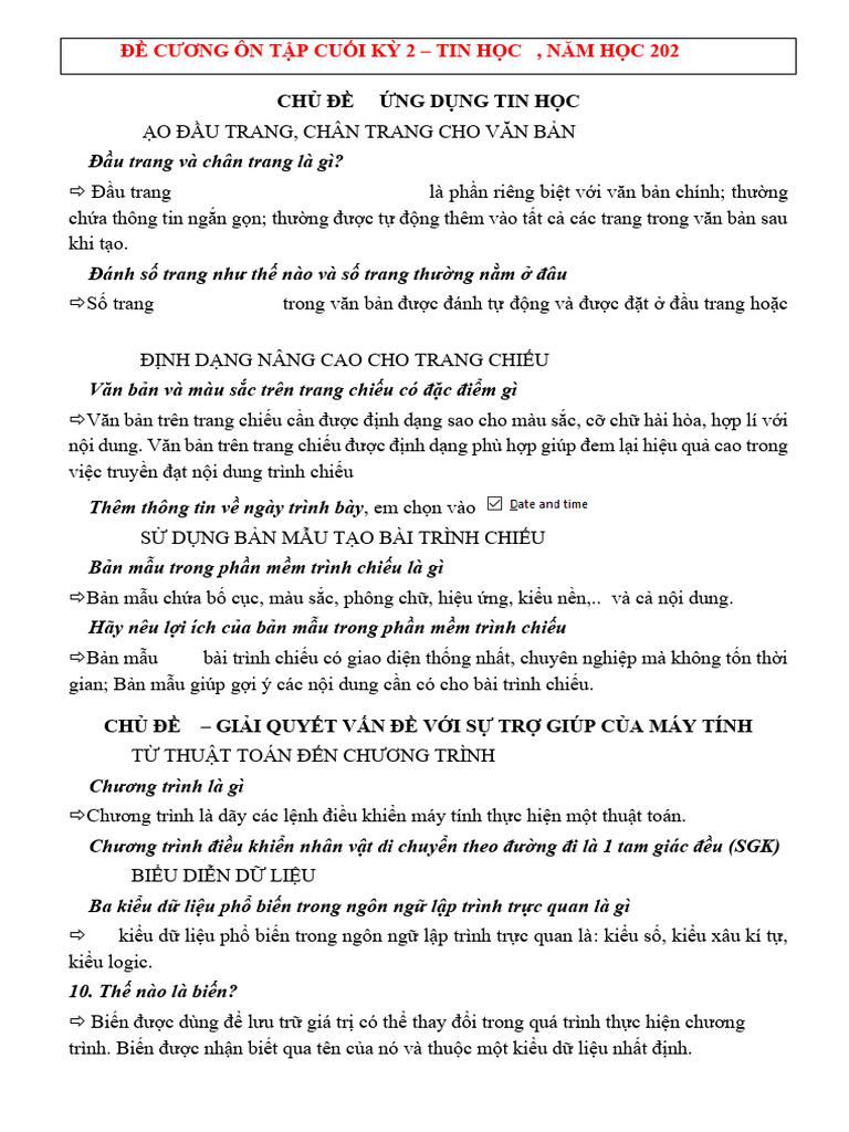 De Cuong Tin 8 CK2 2024-2025 | PDF