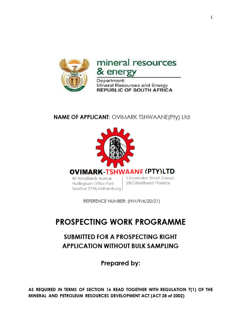 Prospecting Work Application (PWP) | PDF | Rock (Geology) | Geology