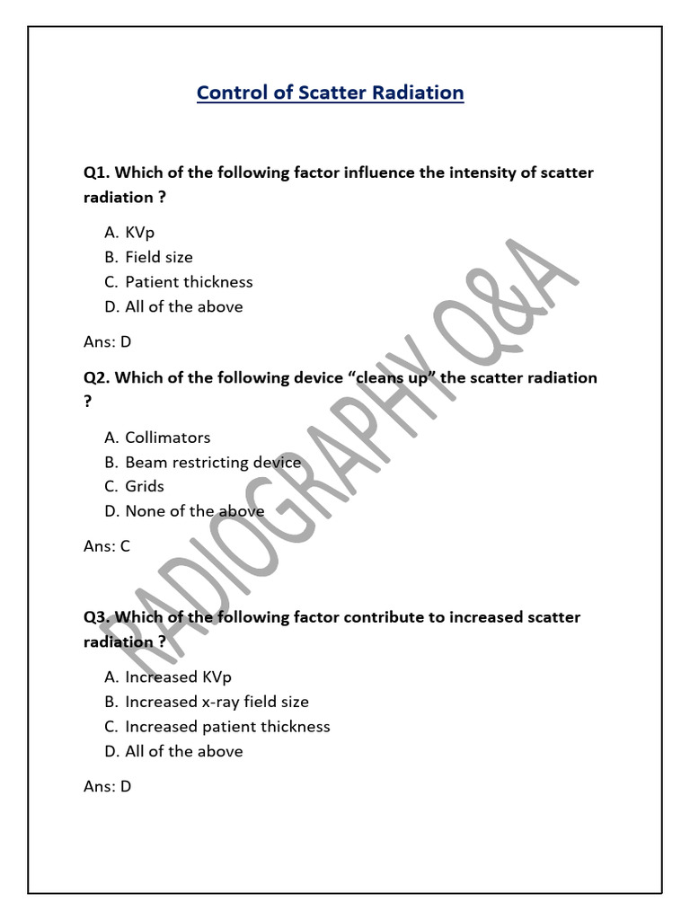 Control of Scatter Radiation PDF | PDF | X Ray | Radiography