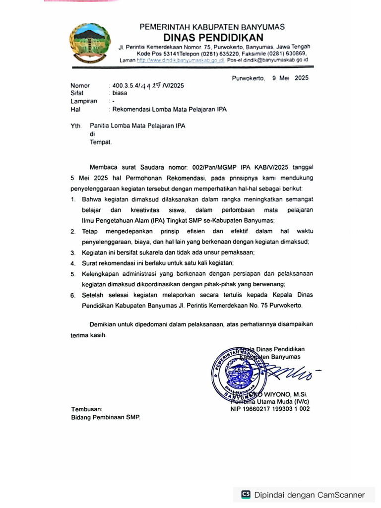 Edaran Lomba Mapel IPA Tahun 2025 | PDF