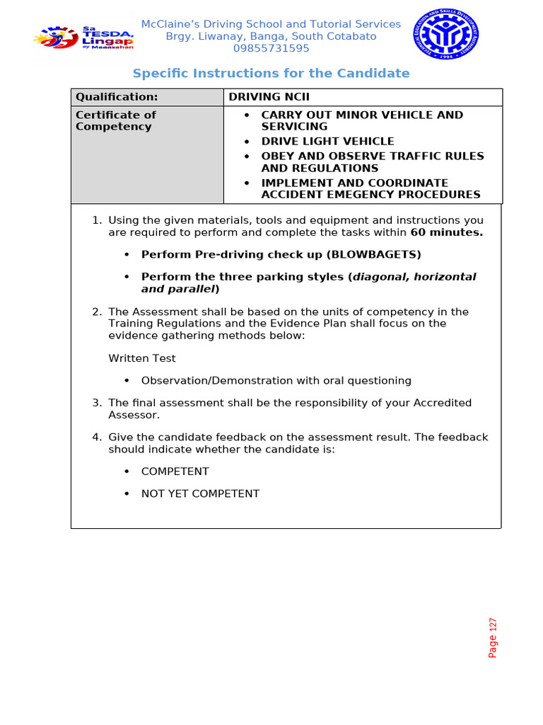 Specific Instruction | PDF