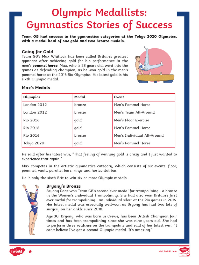 T e 1630417996 Olympic Medallists Gymnastics Stories of Success Uks2 Differen - Ver - 2 | PDF ...