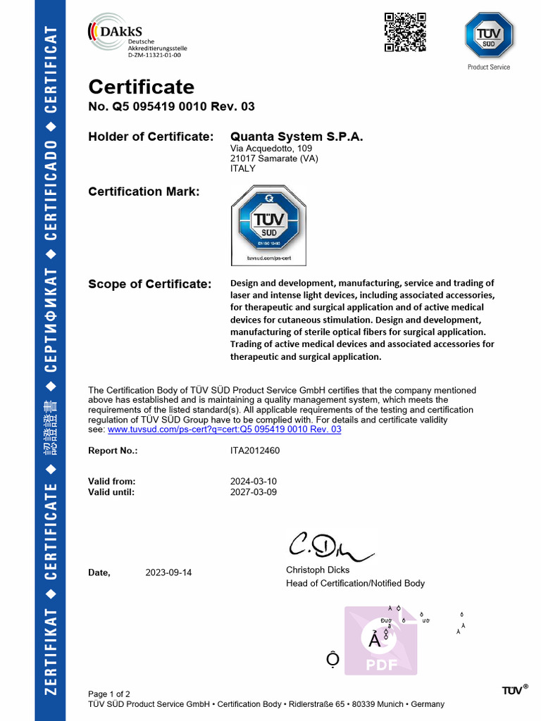 ISO 13485 - Cyber Ho 60, Cyber Ho 100, Cyber Ho 150, Litho, Cyber TM 200, Fiber Dust, Litho Evo ...