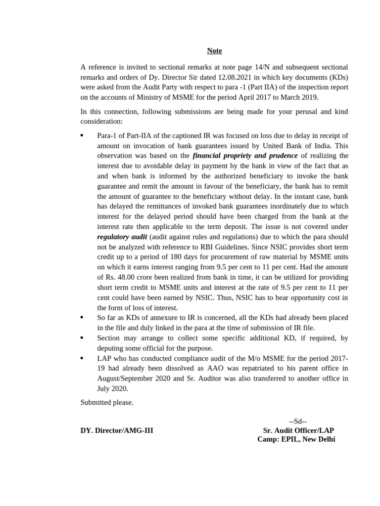 Note Para-1 MSME IR 2017-19 | PDF | Banks | Audit