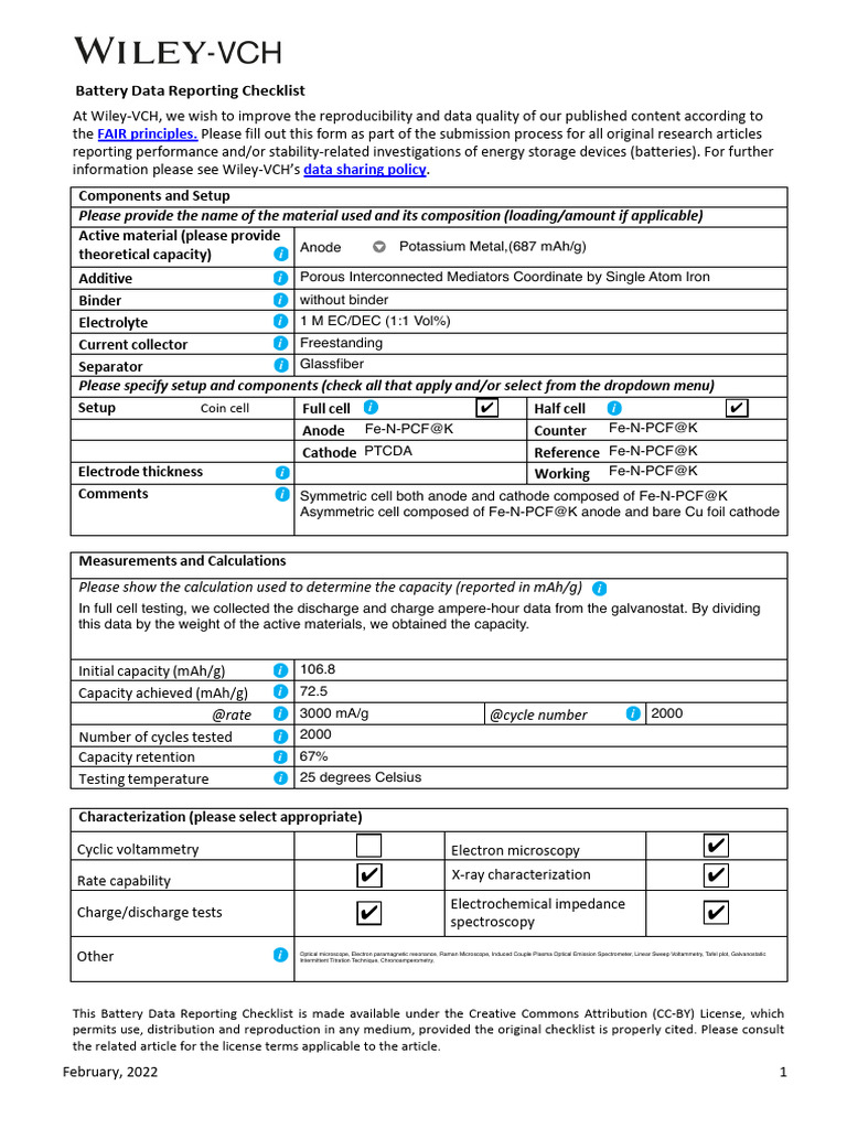 Battery Data Reporting Checklist | PDF | Anode | Cathode