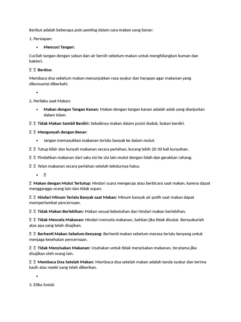 Cara Makan Yang Benar Adalah Dengan Mencuci Tangan | PDF