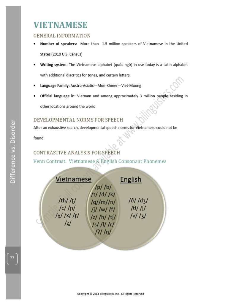 Difference Vs Disorder Vietnamese | PDF | Verb | Noun