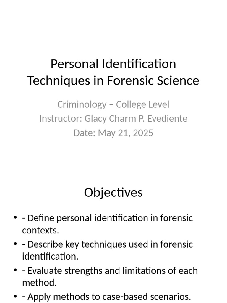 Personal Identification Techniques | PDF