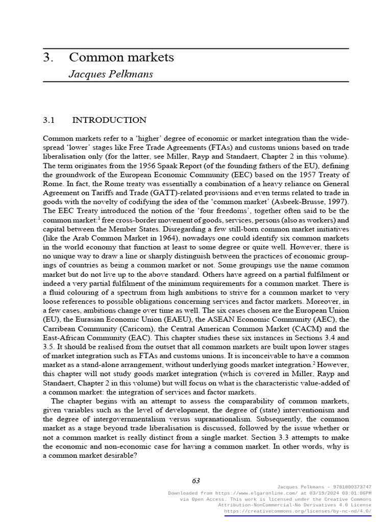 3. Common Markets | PDF | Market (Economics) | European Union