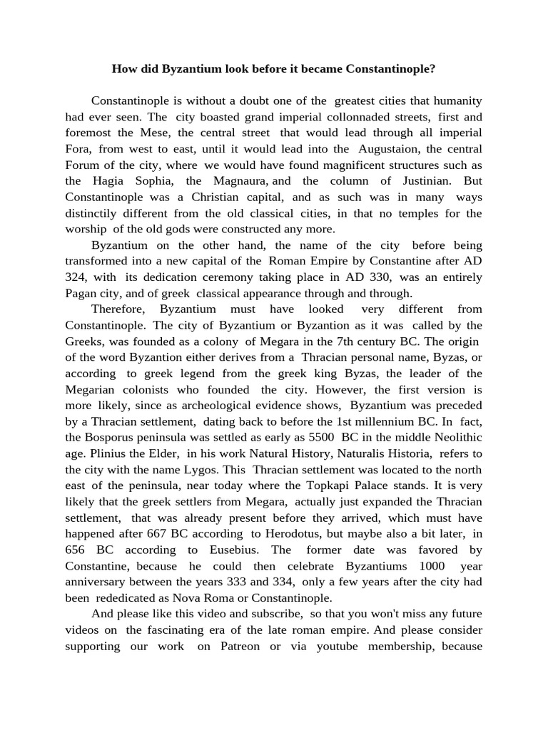 How Did Byzantium Look Before It Became Constantinople | PDF ...