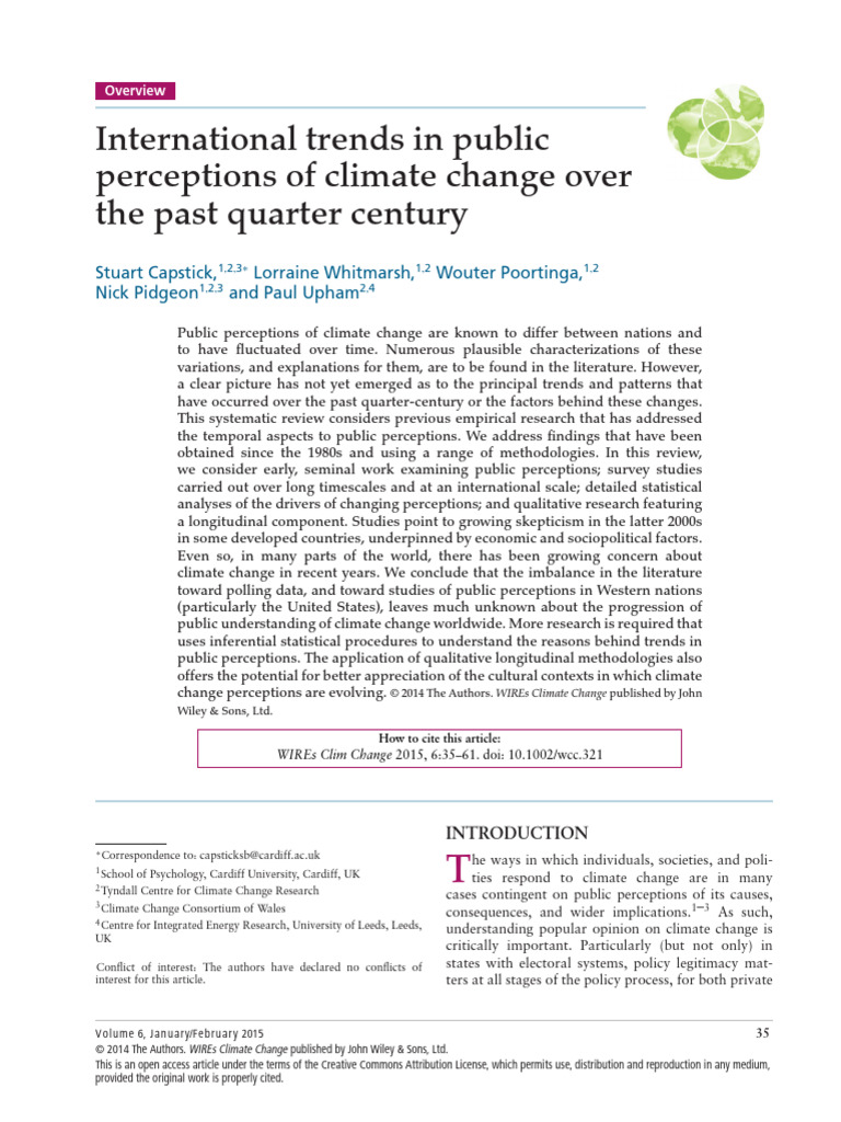 International Trends in Public Perceptions of Climate Change | PDF ...