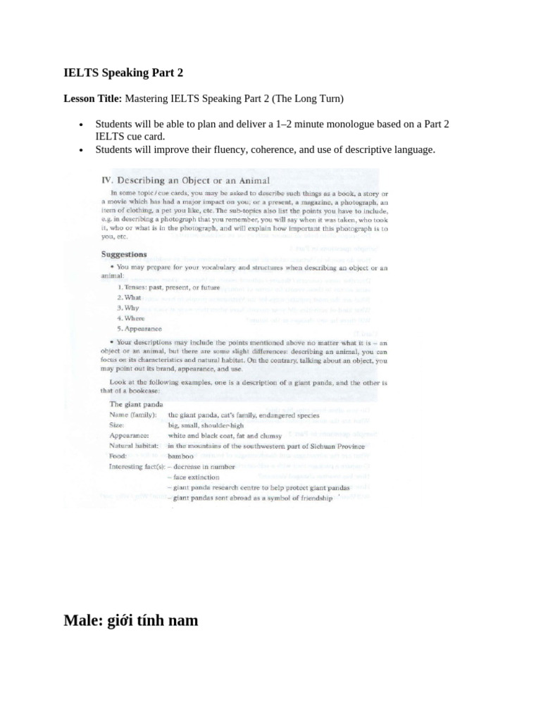 IELTS Speaking Part 2: Lesson Plan | PDF