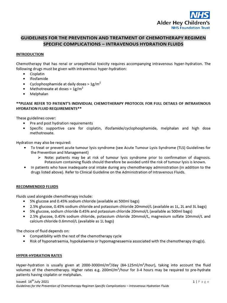 Chemotherapy Complications - IV Hydration Fluids | PDF | Chemotherapy ...