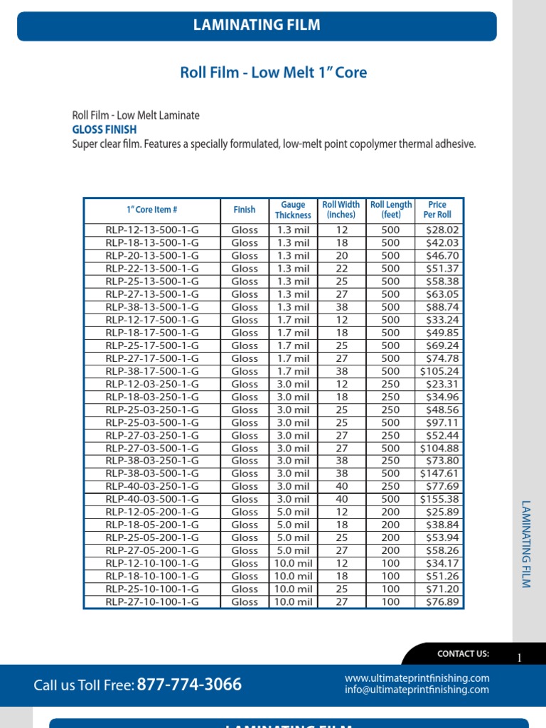 Laminating Film List | PDF | Printer (Computing) | Nature
