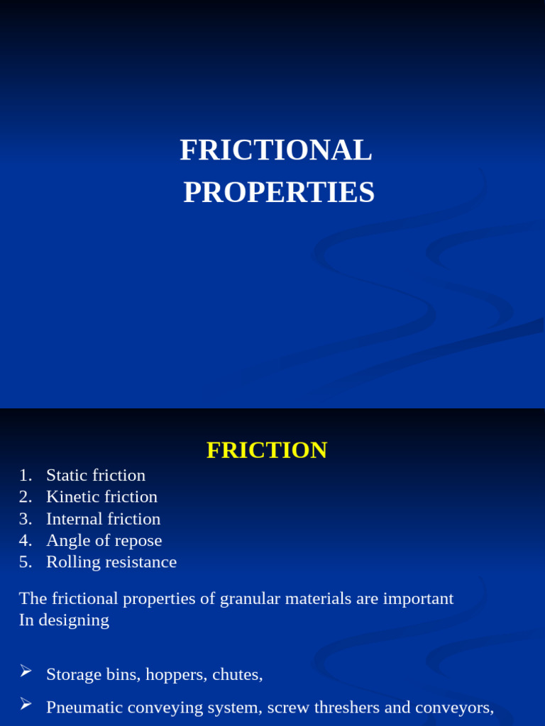 PG Lec 7,8 Frictional Properties 2018-19 | PDF | Friction | Force