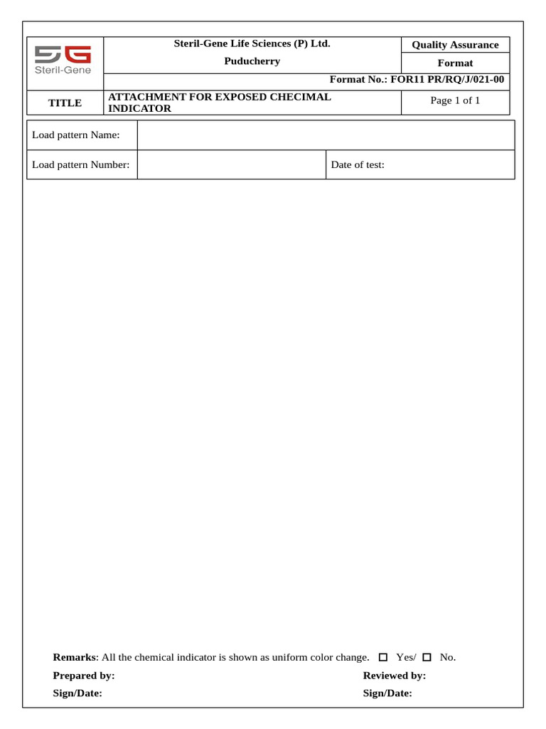 Format - 11 Chemical Indicator Attachment | PDF