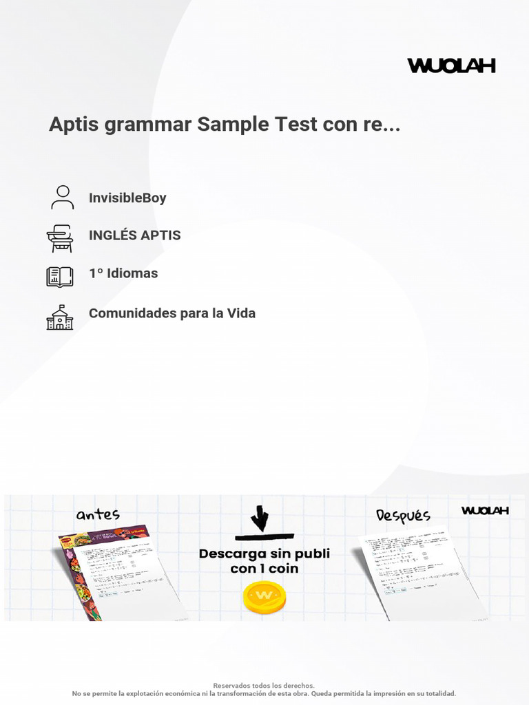 Wuolah-Free-Aptis Grammar Sample Test Con Respuestas | PDF