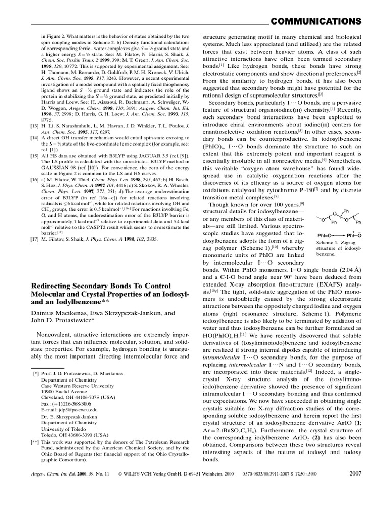 Angew Chem Int Ed - 2000 - Macikenas - Redirecting Secondary Bonds To Control Molecular and ...