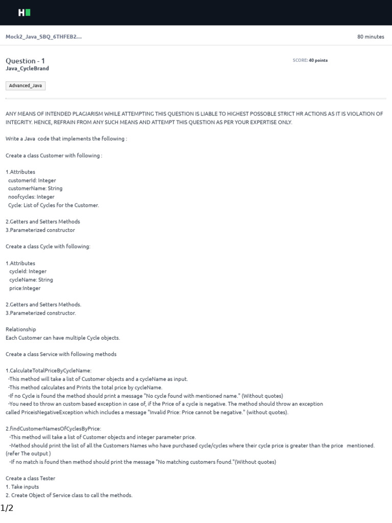 Mock2 Java SBQ 6THFEB2025 Pune With Answers | PDF | Constructor (Object Oriented Programming ...