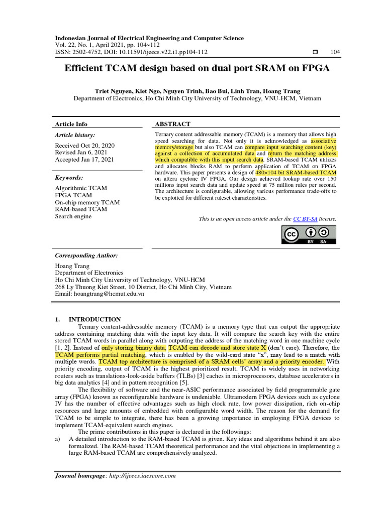 Efficient TCAM Design on FPGA | PDF | Field Programmable Gate Array ...