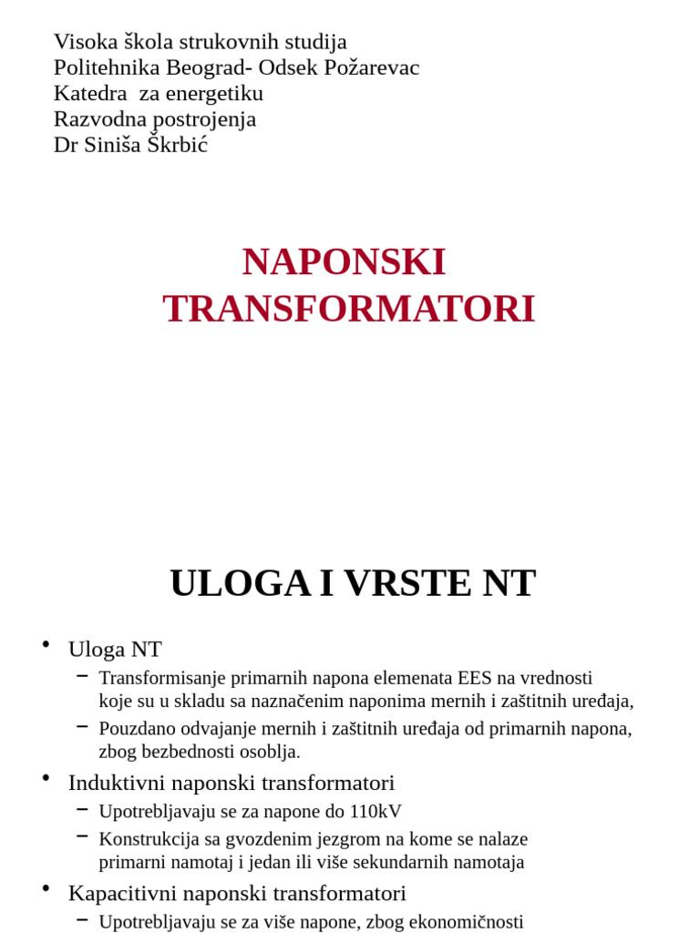 ERP11 - Naponski Transformatori | PDF