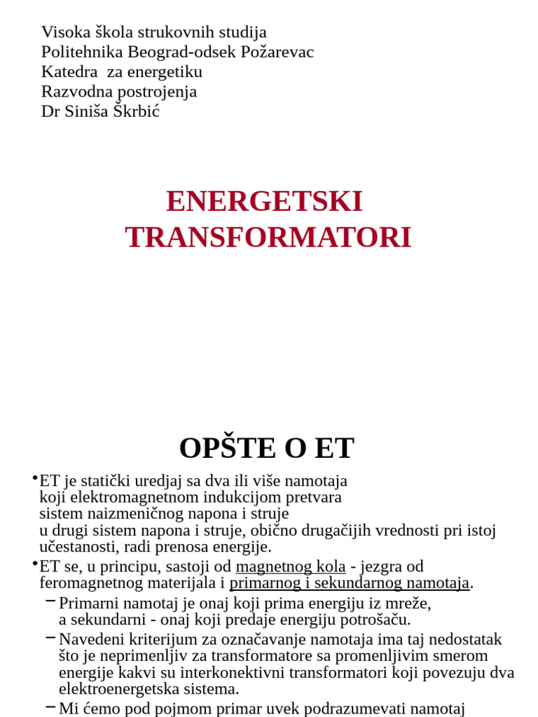 ERP12 - Energetski Transformatori | PDF