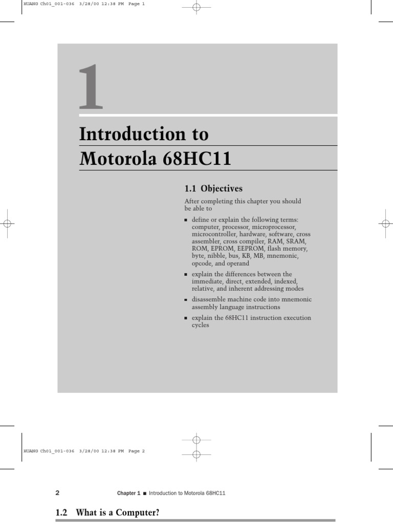 Intro to Motorola 68HC11 Basics | PDF | Read Only Memory | Instruction Set
