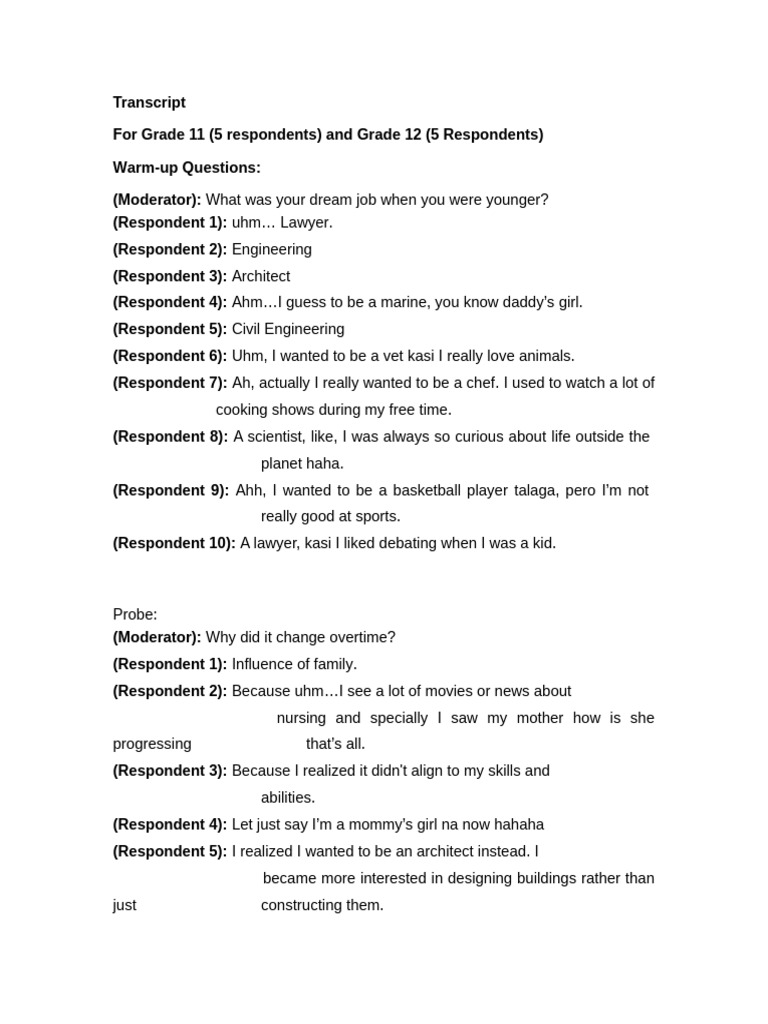 Final Transcript 1 10 Respondents | PDF | Science, Technology, Engineering, And Mathematics
