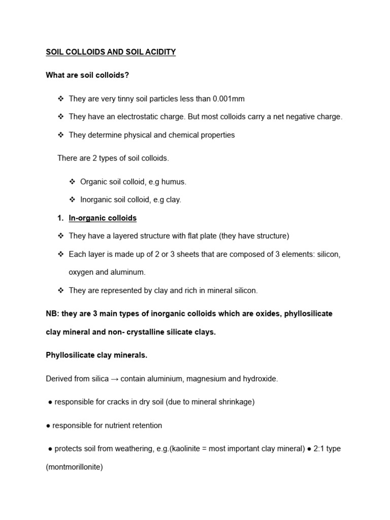 Soil Colloids and Acidity Explained | PDF | Soil | Ph