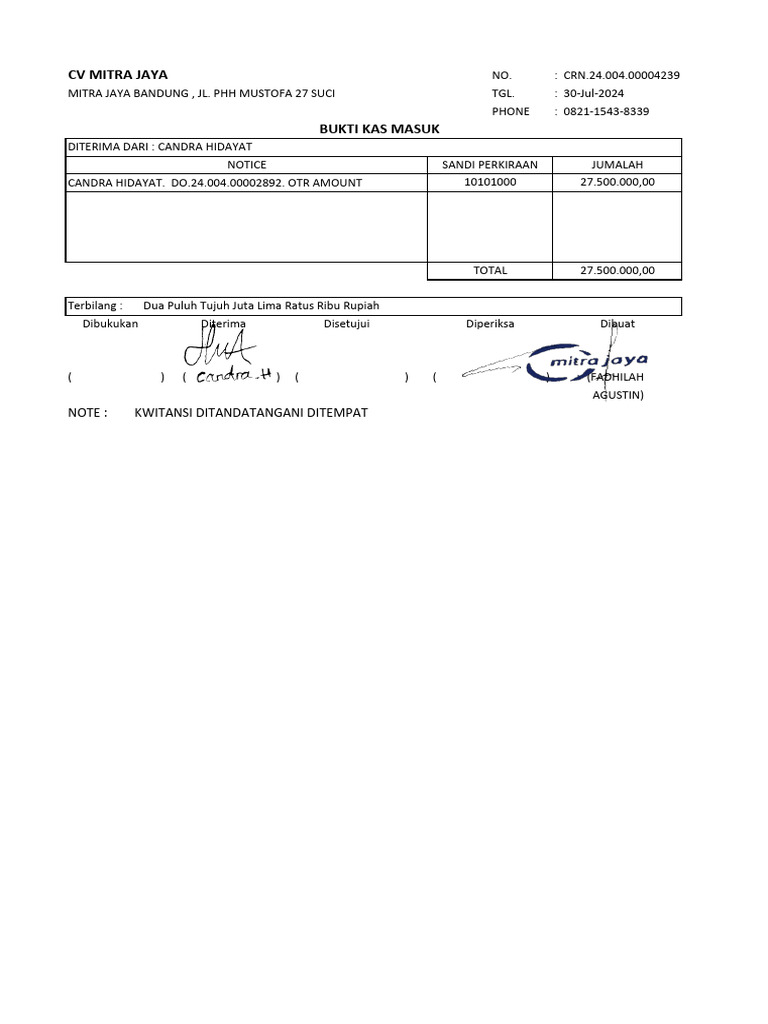 KWITANSI Pembelian Sepeda Motor | PDF