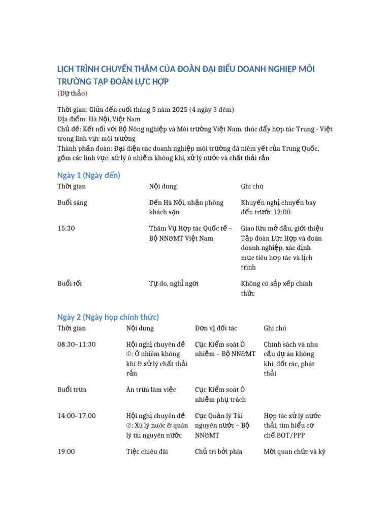 Lich Trinh Doan Dai Bieu May2025 | PDF