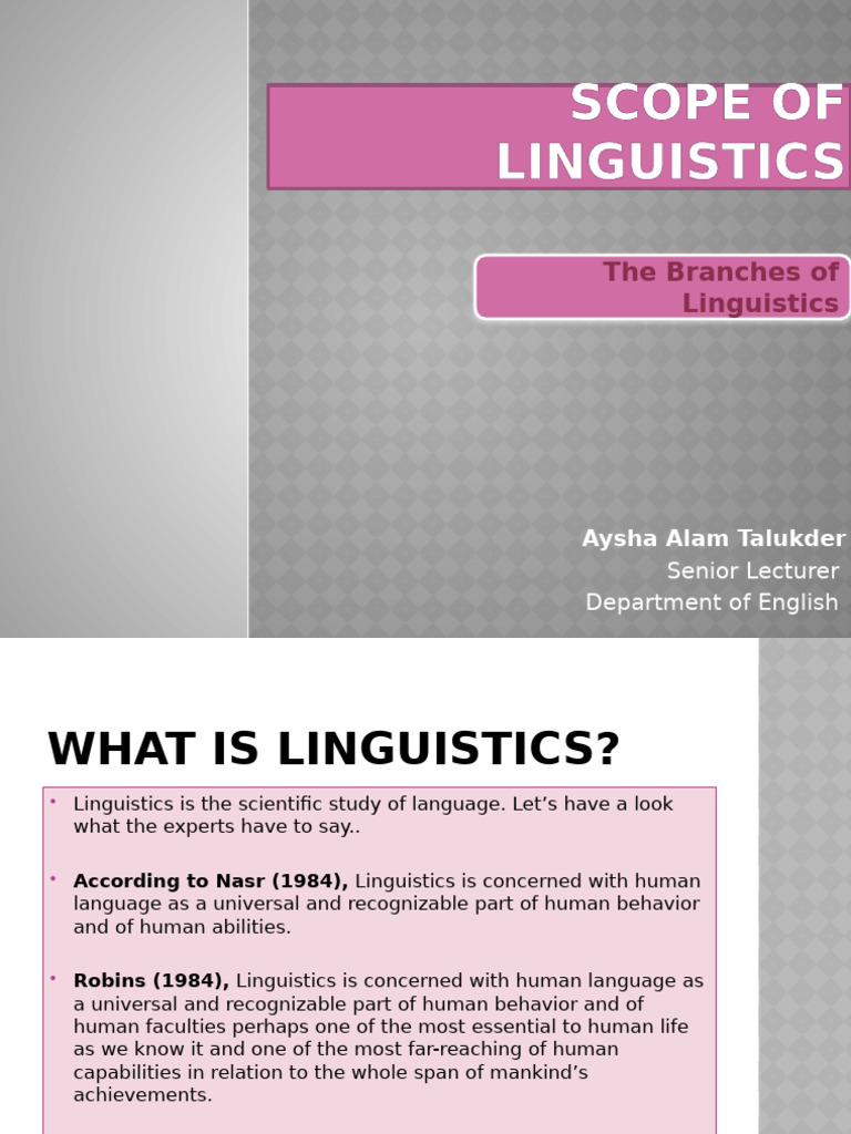 Branches of Linguistics | PDF | Linguistics | Semantics