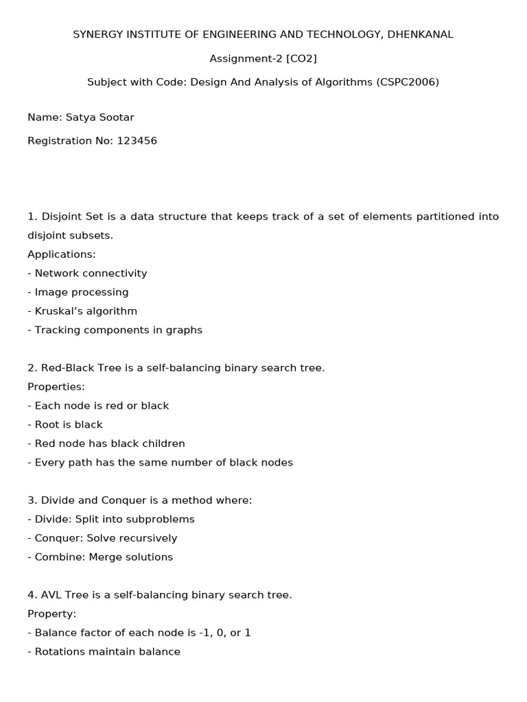 DAA Assignment Handwritten Like | PDF