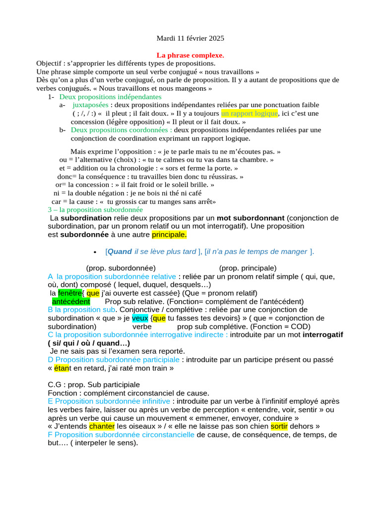 Types de propositions en français | PDF | Clause | Grammaire