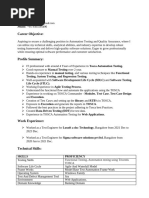 TOSCA Automation Test Engineer Resume | PDF | Software Testing ...